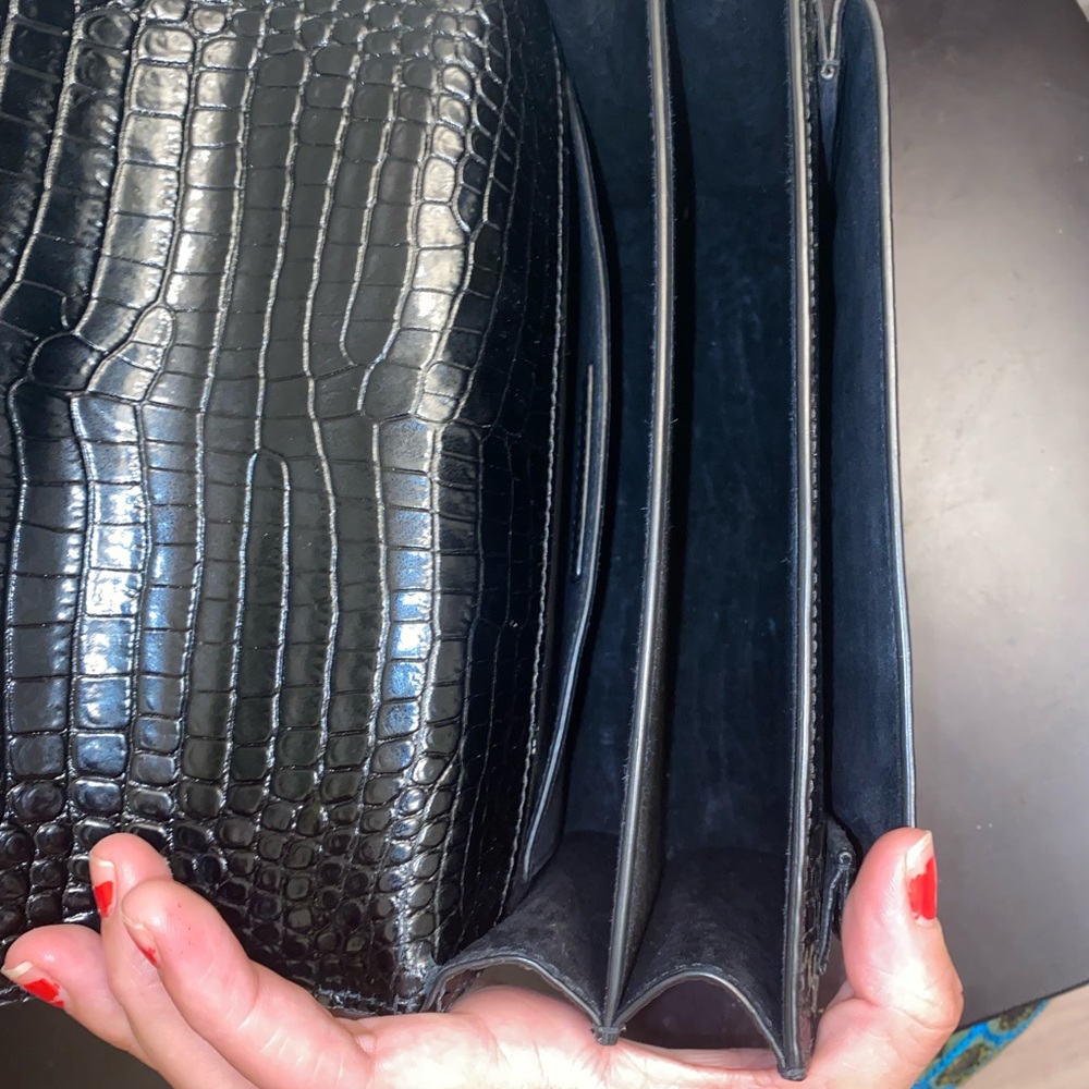 Ysl Sunset Crossbody In Black Crocodile - Gem